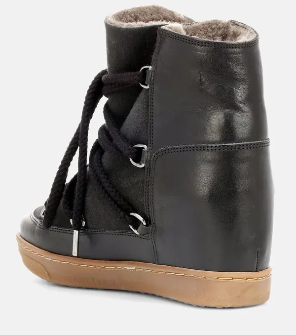 Isabel Marant Étoile Nowles Shearling-trimmed Leather Ankle Boots - Black