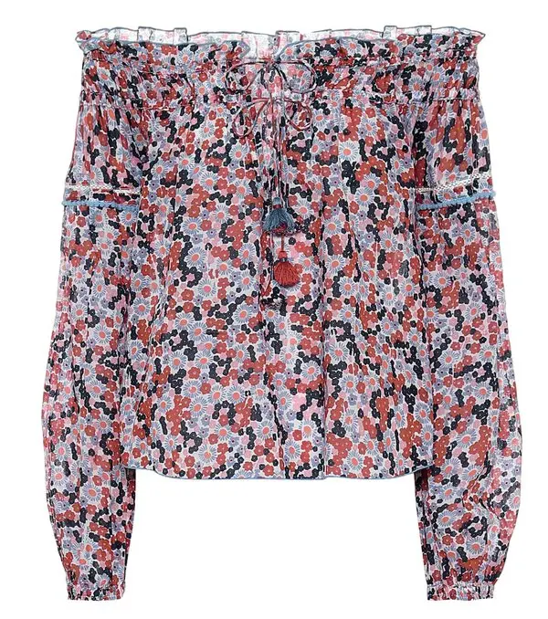 Poupette St Barth Clara Floral Cotton Blouse - Pink