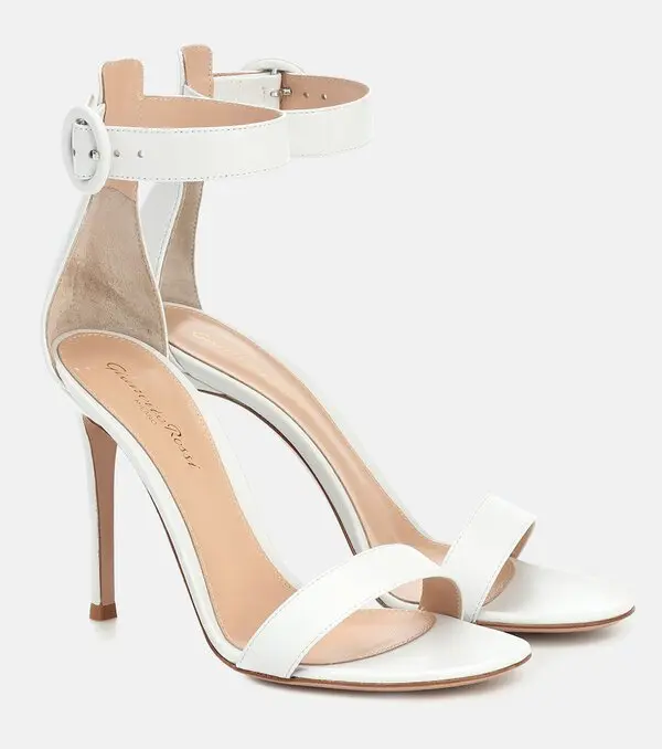 GIANVITO ROSSI Portofino 105 Leather Sandals - White