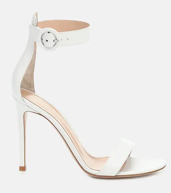 GIANVITO ROSSI Portofino 105 Leather Sandals - White