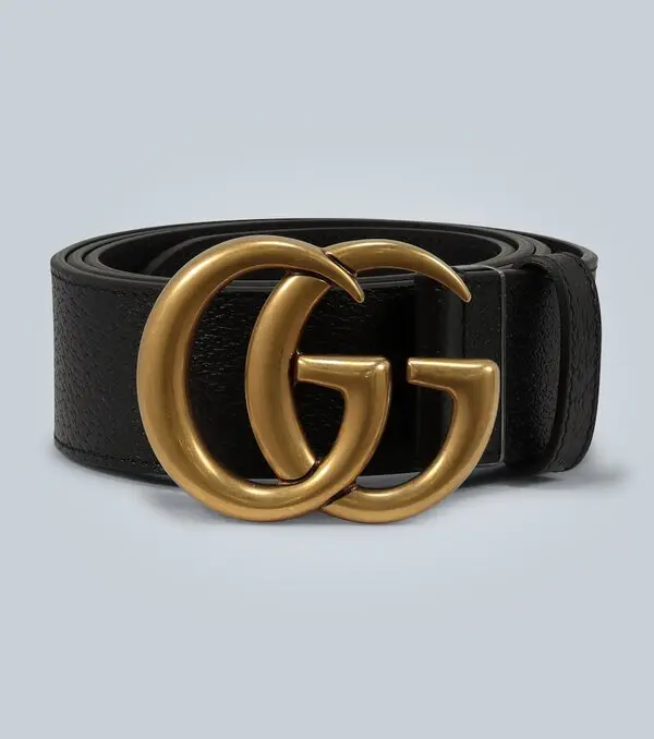 Gucci Leather Belt With Double G Buckle - Black