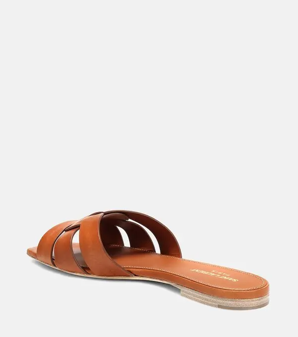 Saint Laurent Tribute Nu Pieds 05 Leather Slides - Brown