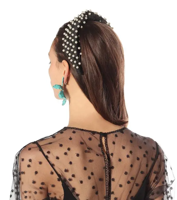 Lele Sadoughi Embellished Velvet Headband In Black - 30% Off  display picture 3