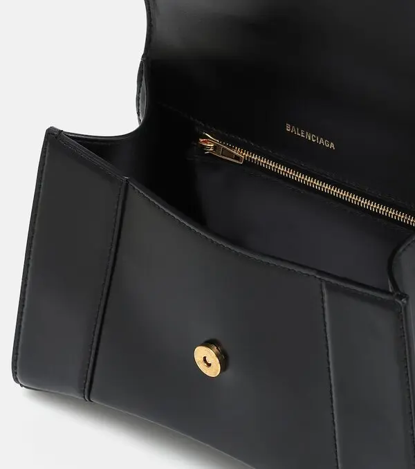 Balenciaga Hourglass Small Leather Crossbody Bag - Black