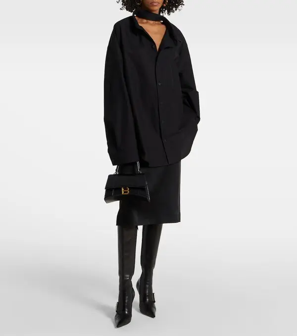 Balenciaga Hourglass Small Leather Crossbody Bag - Black