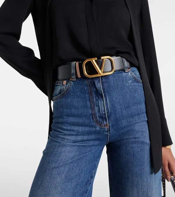 Valentino Garavani Vlogo Signature 40 Reversible Leather Belt - Beige