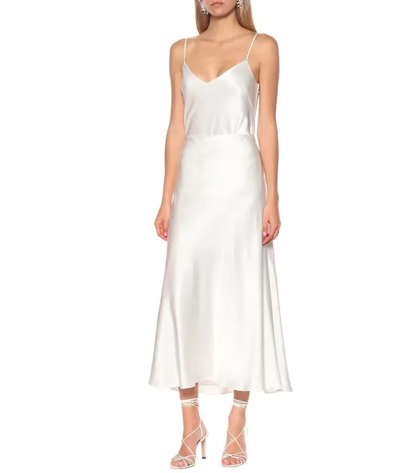 Galvan Valletta Satin Bridal Midi Skirt - White