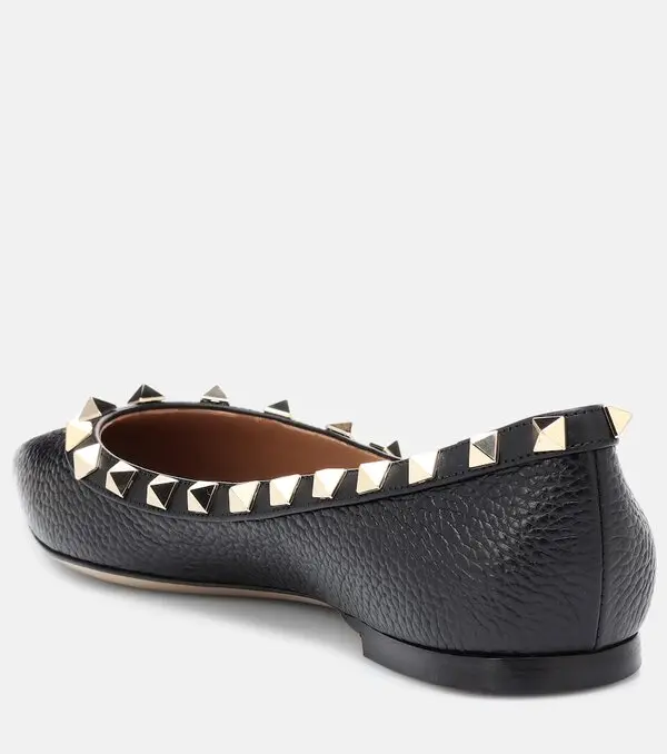 Valentino Garavani Rockstud Leather Ballerinas - Black