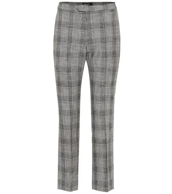 Isabel Marant Étoile Derys Checked Cotton And Wool Pants - Grey