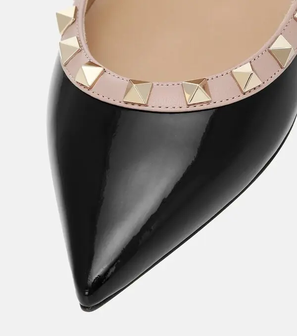 Valentino Garavani Rockstud Patent Leather Ballet Flats - Black