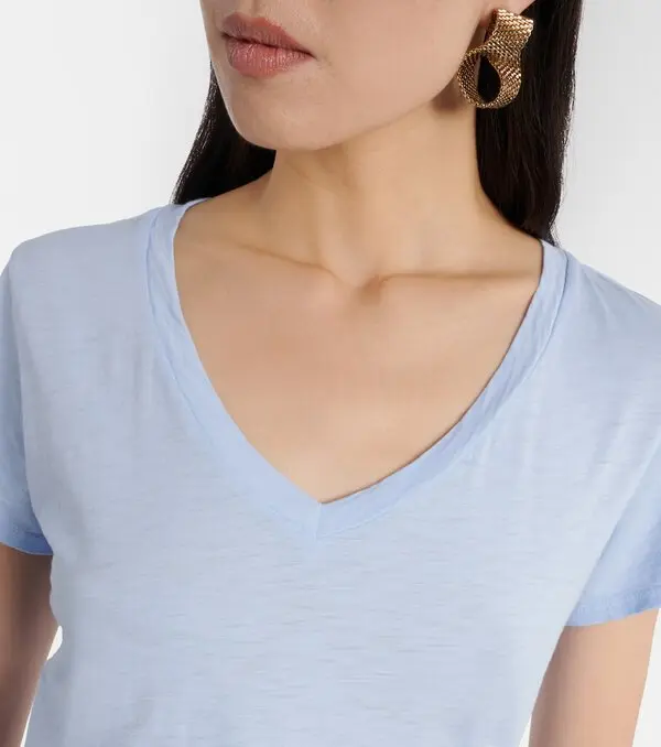Velvet By Graham & Spencer Lilith V-neck Cotton T-shirt - Blue