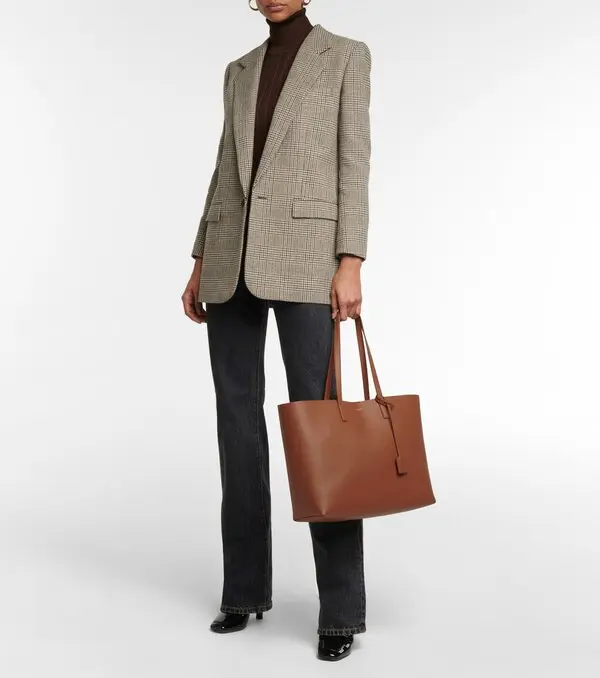 Saint Laurent Shopping E/w Leather Tote Bag - Brown