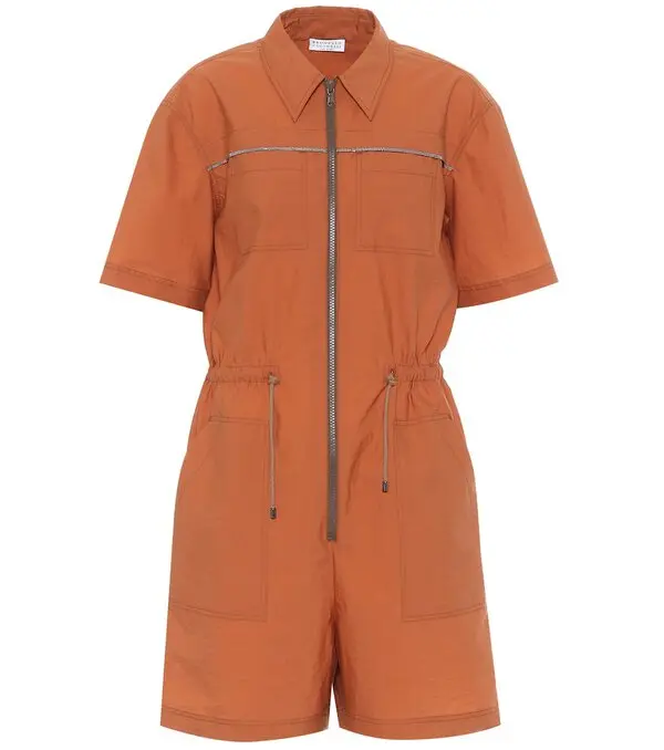 Brunello Cucinelli Exclusive To – Embellished Cotton-blend Playsuit