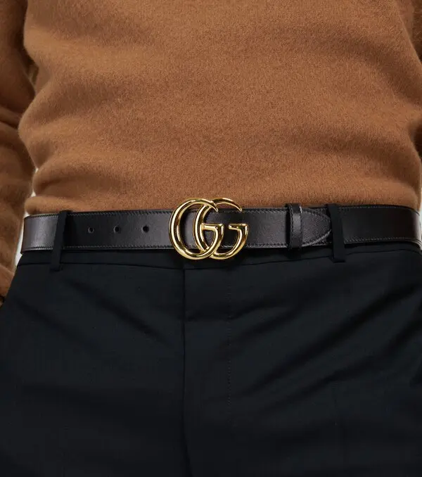 Gucci Gg Marmont Leather Belt - Black