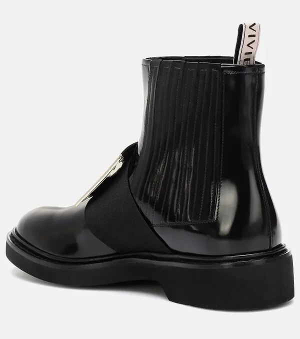 ROGER VIVIER Chelsea Viv' Leather Ankle Boots