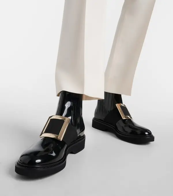 ROGER VIVIER Chelsea Viv' Leather Ankle Boots