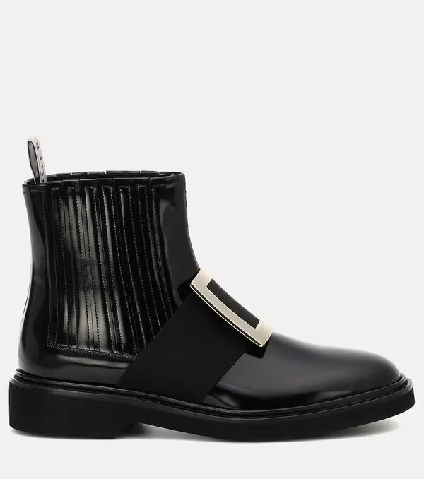 ROGER VIVIER Chelsea Viv' Leather Ankle Boots