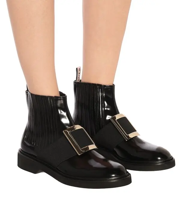 ROGER VIVIER Chelsea Viv' Leather Ankle Boots
