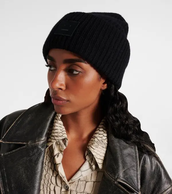 Acne Studios Pansy Wool Beanie - Black