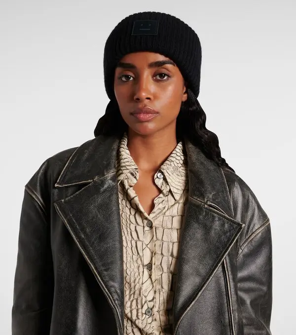Acne Studios Pansy Wool Beanie - Black