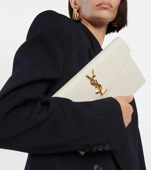 Saint Laurent Uptown Leather Clutch - White