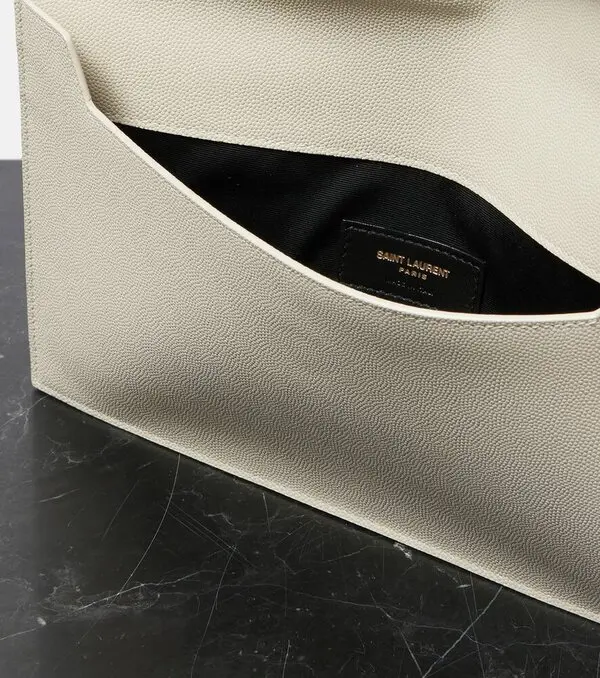 Saint Laurent Uptown Leather Clutch - White