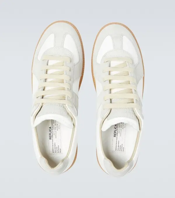 MAISON MARGIELA Replica Leather And Suede Sneakers - White