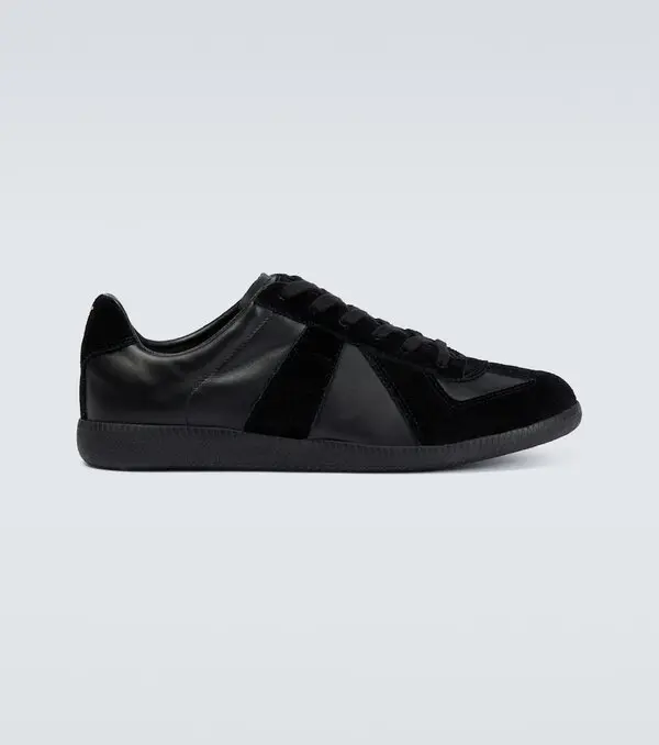 MAISON MARGIELA Replica Leather And Suede Sneakers - Black