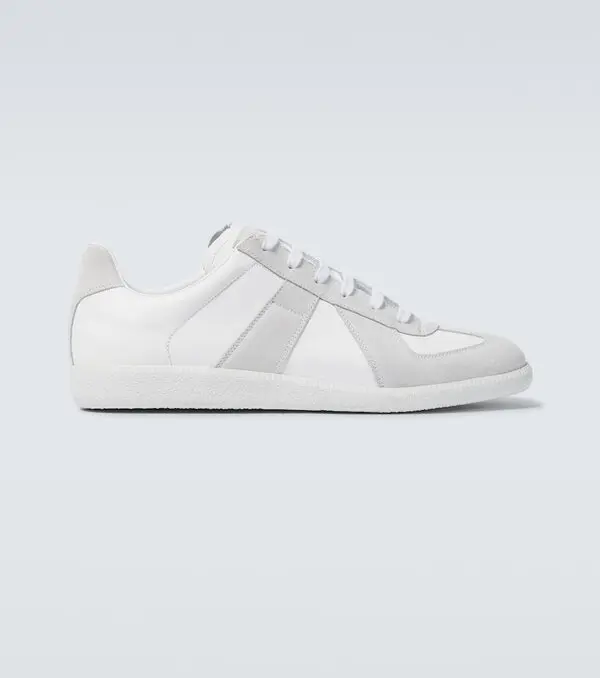 MAISON MARGIELA Replica Leather & Suede Sneakers - White