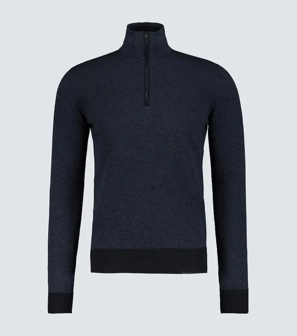 Loro Piana Mezzocollo Roadster Cashmere Sweater - Blue