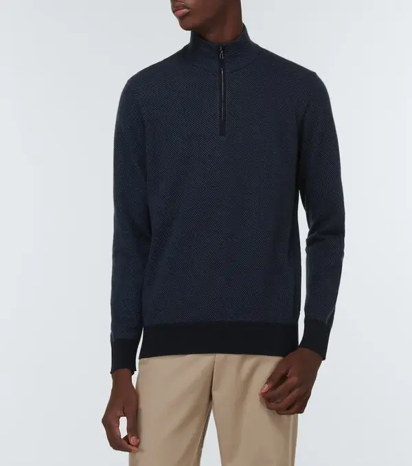 Loro Piana Mezzocollo Roadster Cashmere Sweater - Blue