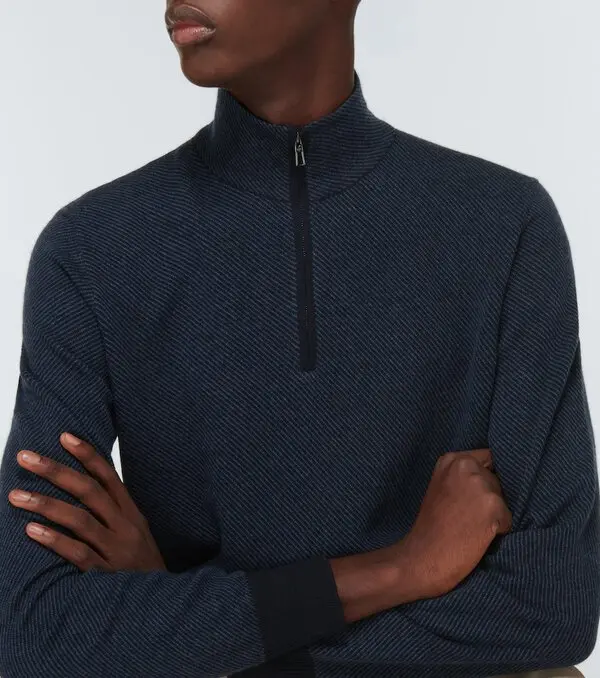Loro Piana Mezzocollo Roadster Cashmere Sweater - Blue