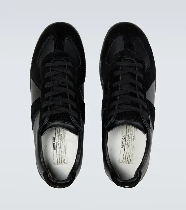 MAISON MARGIELA Replica Leather And Suede Sneakers - Black