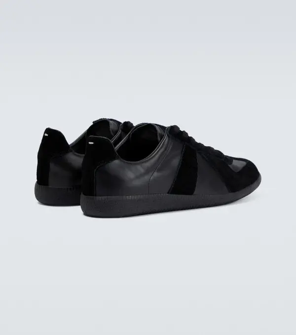 MAISON MARGIELA Replica Leather And Suede Sneakers - Black