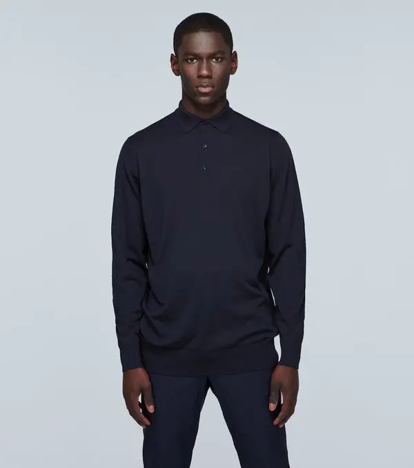 Loro Piana Ml Long-sleeved Wool Polo Shirt - Blue