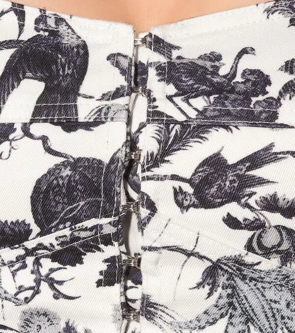 Erdem Abril Printed Cotton Bustier Top