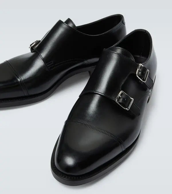 John Lobb Leather Monk Strap Shoes - Black