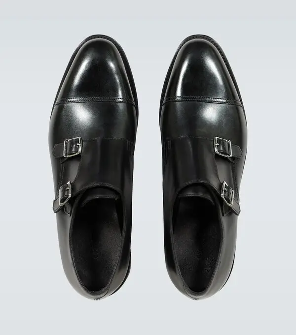 John Lobb Leather Monk Strap Shoes - Black