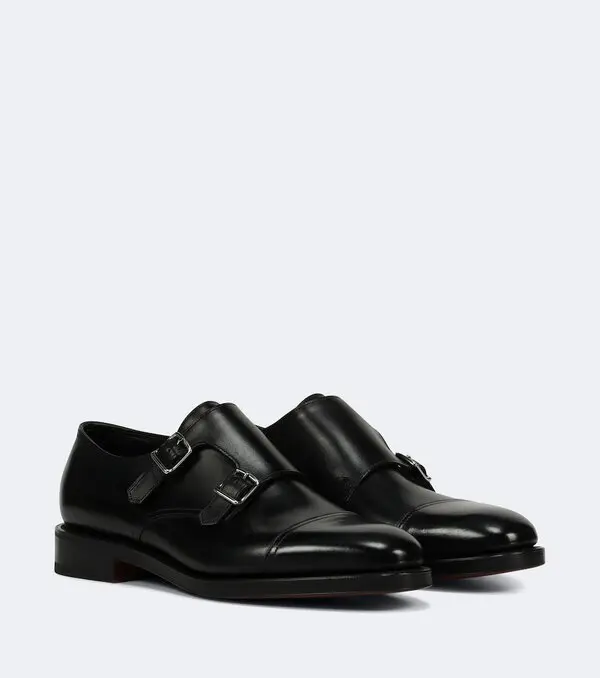 John Lobb William Monk Strap Shoes - Black