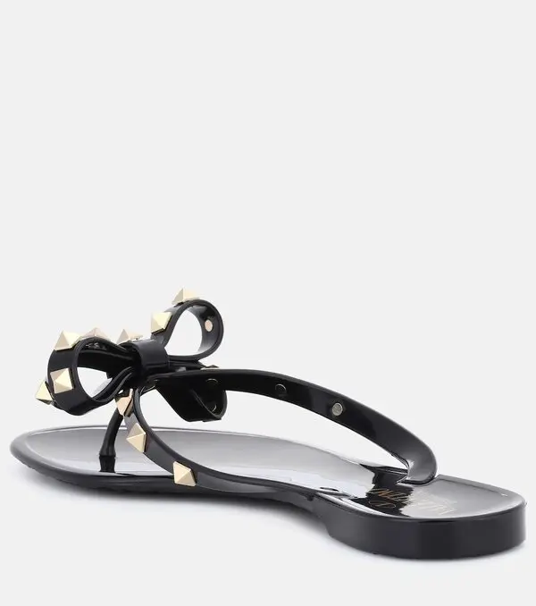 Valentino Garavani Rockstud Pvc Thong Sandals - Black