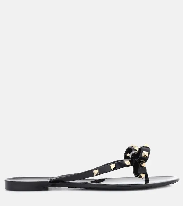 Valentino Garavani Rockstud Pvc Thong Sandals - Black