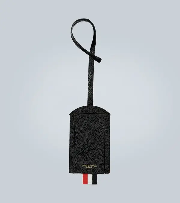 Thom Browne Leather Luggage Tag - Black