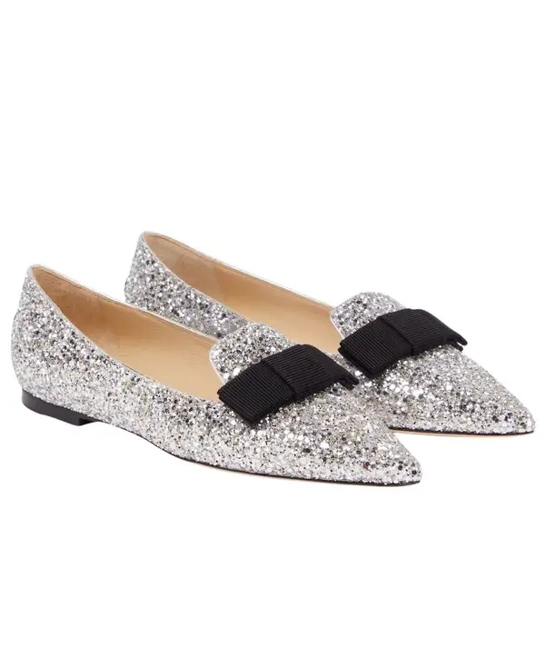 JIMMY CHOO Gala Glitter Ballet Flats - Silver