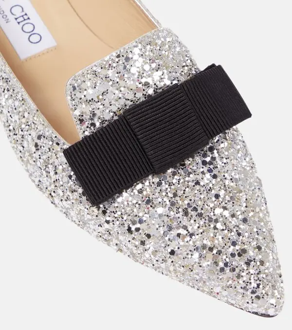 JIMMY CHOO Gala Glitter Ballet Flats - Silver