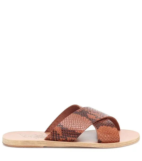 ANCIENT GREEK SANDALS Thais Snake-effect Leather Slides