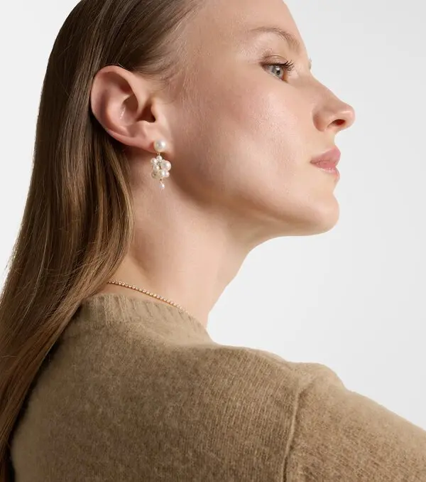 Sophie Bille Brahe 14kt Yellow Gold Pearl Earrings - White