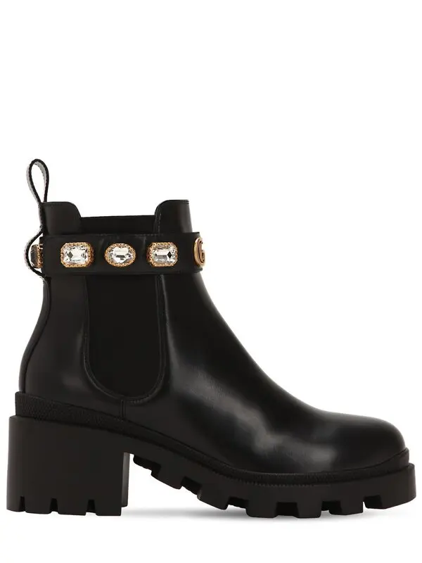 Gucci 40mm Embellished Leather Boots