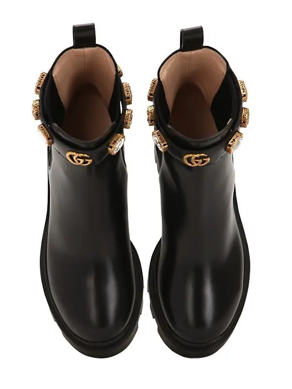 Gucci 40mm Embellished Leather Boots