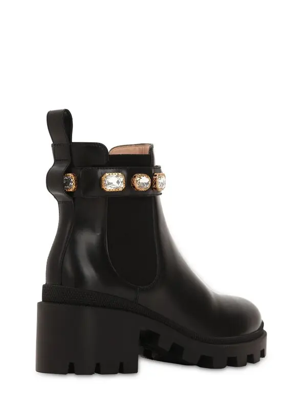 Gucci 40mm Embellished Leather Boots