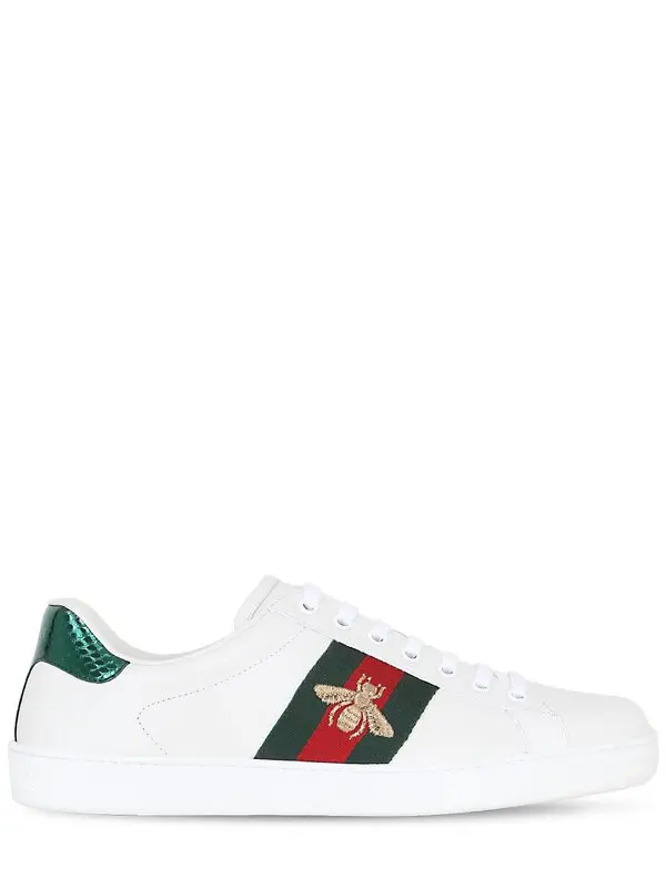 Gucci New Ace Bee Web Leather Sneakers